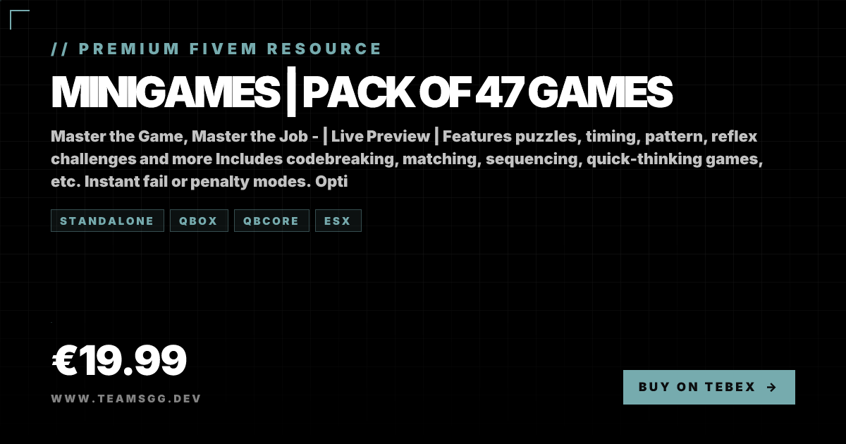 Minigames | Pack of 47 Games - FiveM Script for QBCore, Qbox & ESX ...